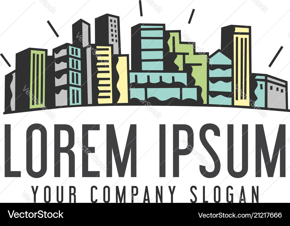 Town building retro style design concept template Vector Image