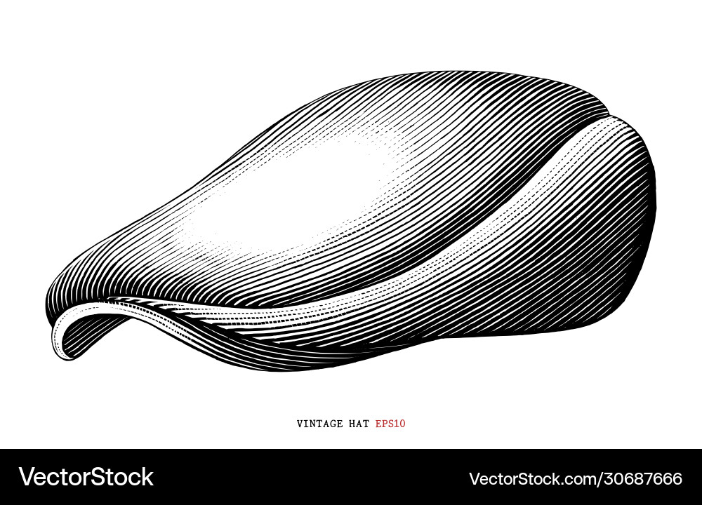 Vintage hat hand draw engraving style black Vector Image