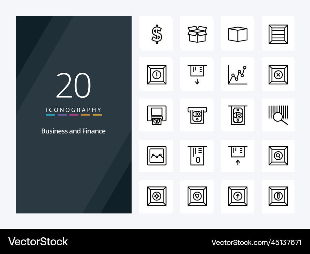20 finance outline icon for presentation Vector Image