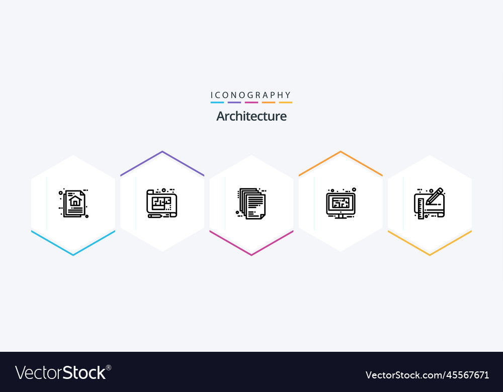Architecture 25 line icon pack including design Vector Image