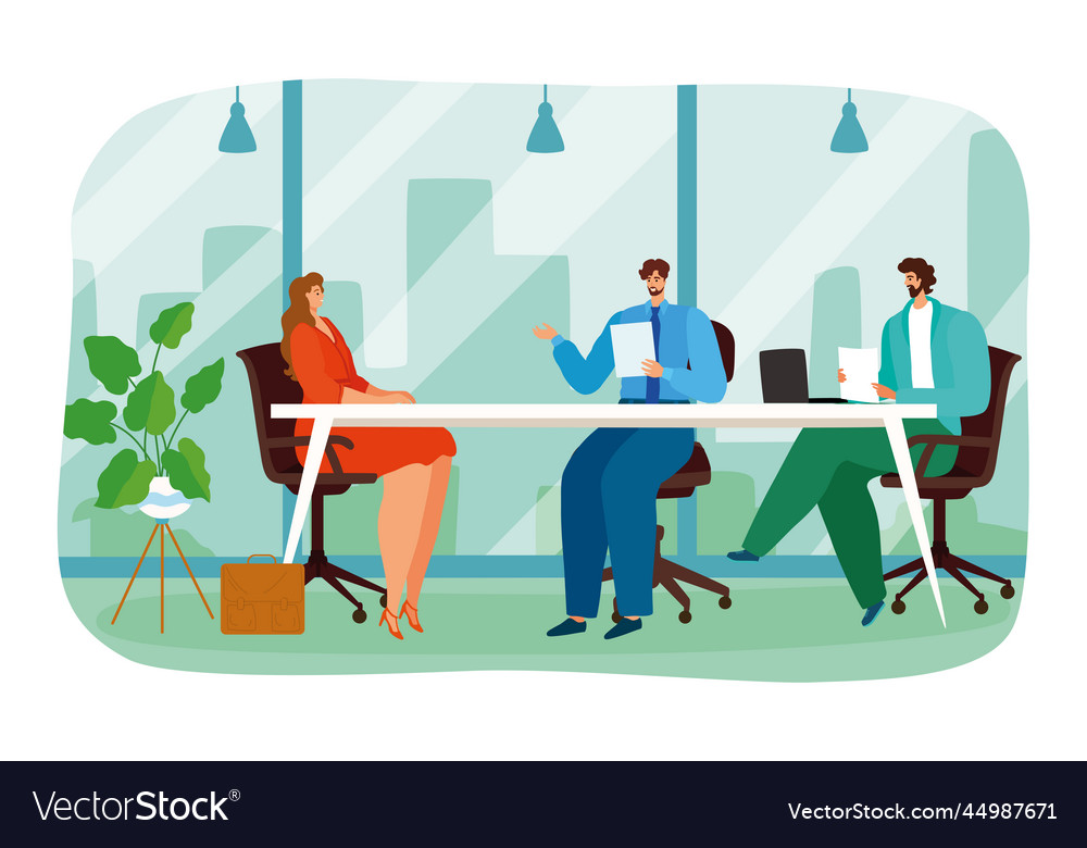 Business negotiation candidate job interview Vector Image Business negotiation candidate job interview Vector Image