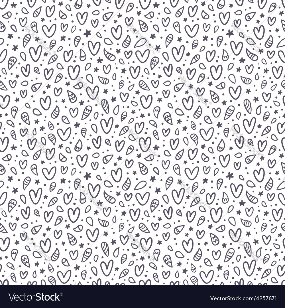 Doodle hearts pattern Royalty Free Vector Image