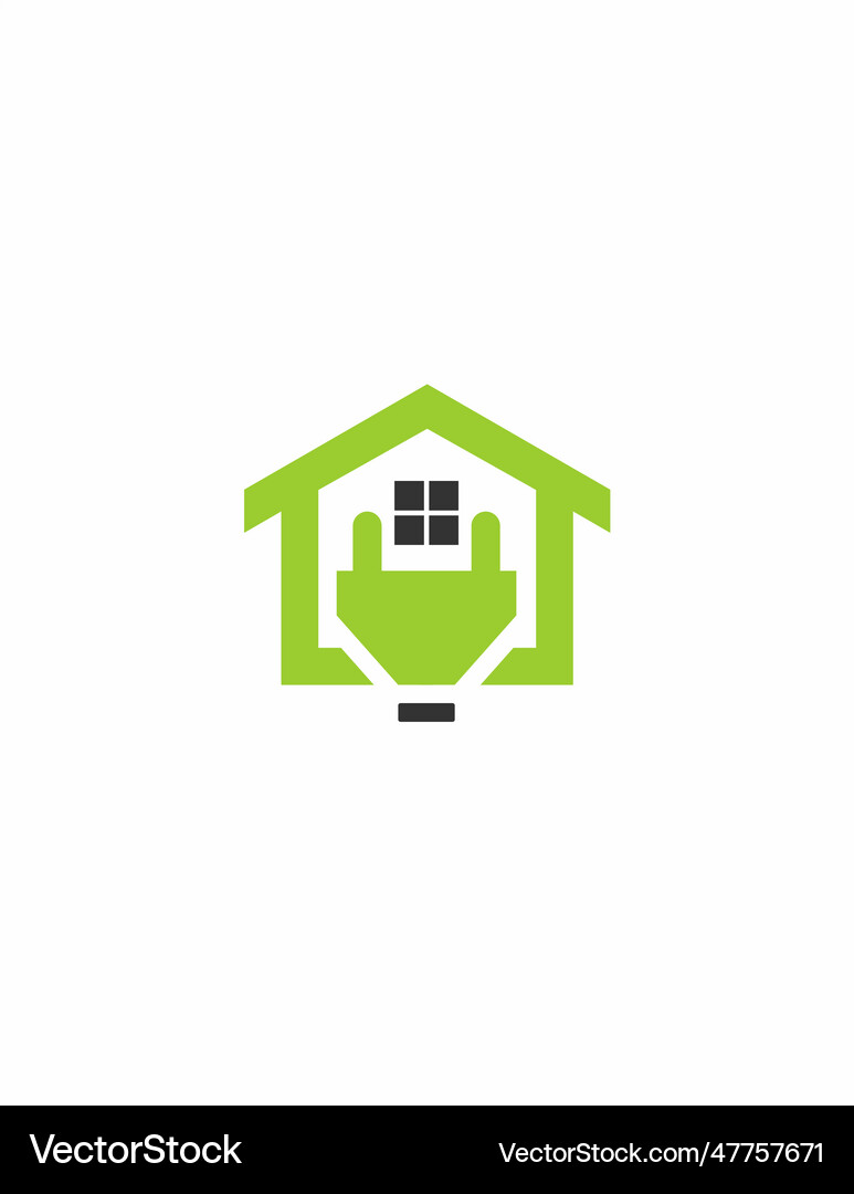 Electric home icon with a plug and house Vector Image