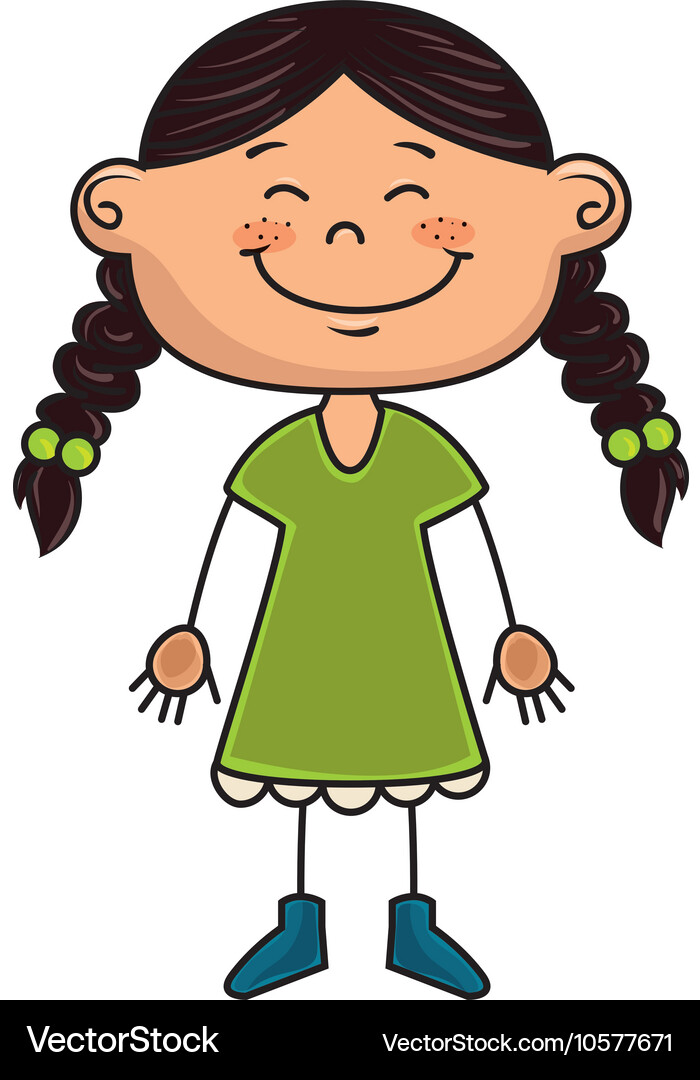 Girl kid cartoon smiling Royalty Free Vector Image