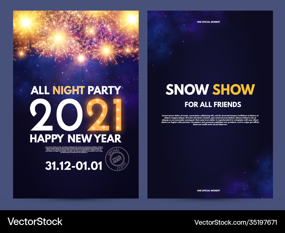Happy new 2021 year flyer design template set Vector Image