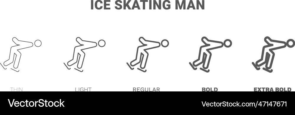 Ice skating man icon thin regular bold and more Vector Image