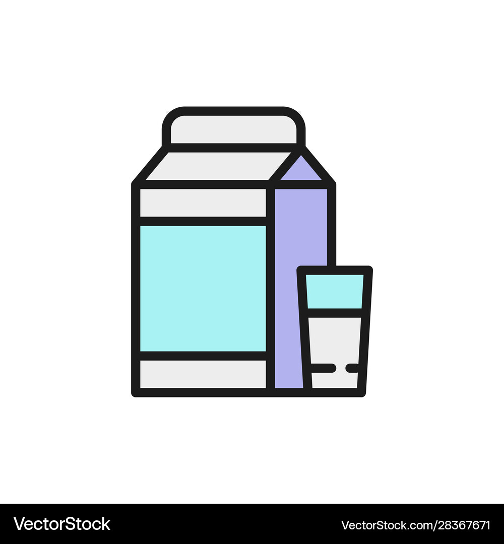Kefir milk lactobacillus flat color line icon Vector Image