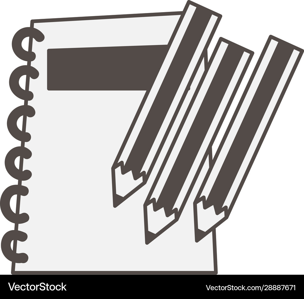 Notebook with pencils colors supplies Royalty Free Vector