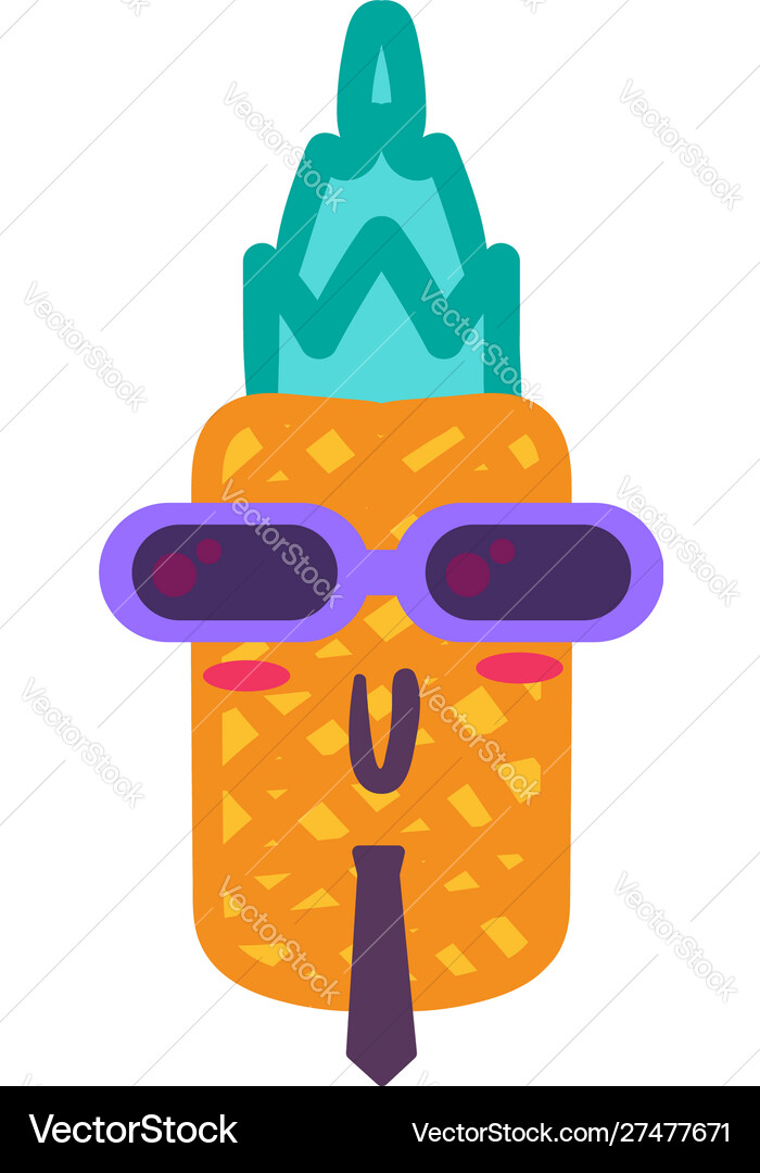 Punk pineapple cartoon emoji Royalty Free Vector Image