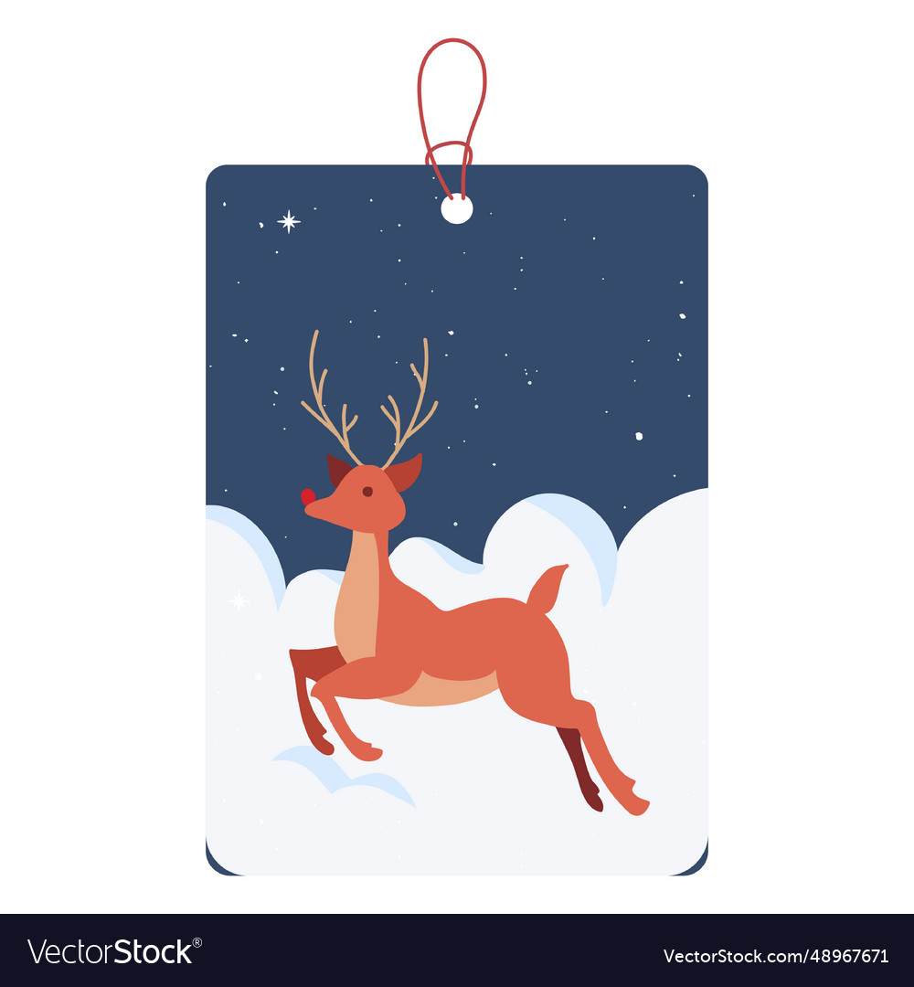 Reindeer christmas tag Royalty Free Vector Image