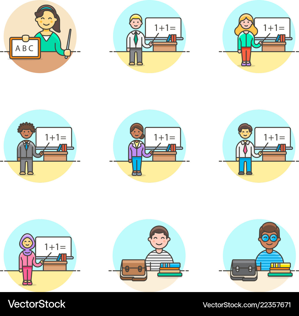 Set of multicolor education icons Royalty Free Vector Image