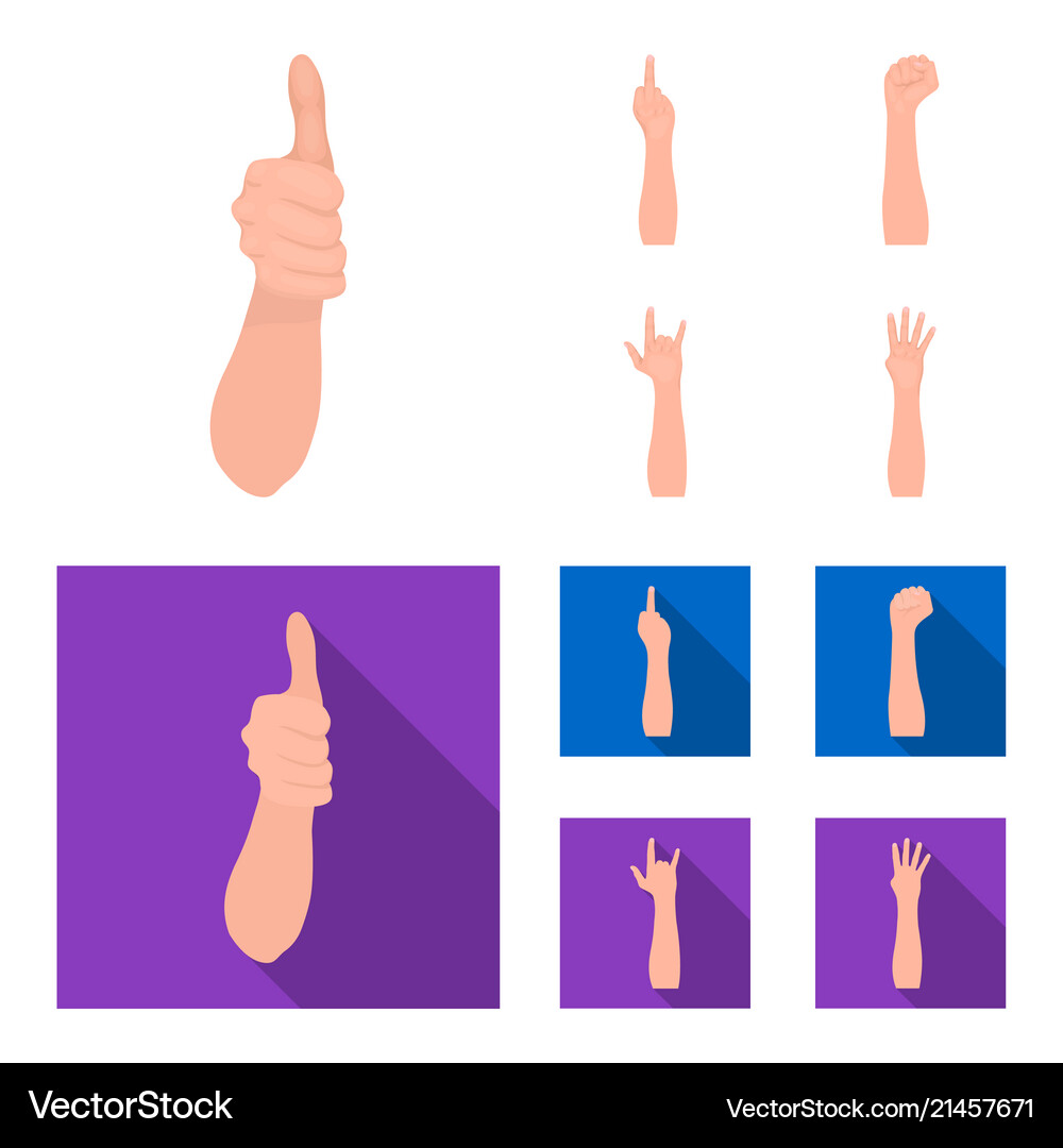 Sign language cartoonflat icons in set collection Vector Image