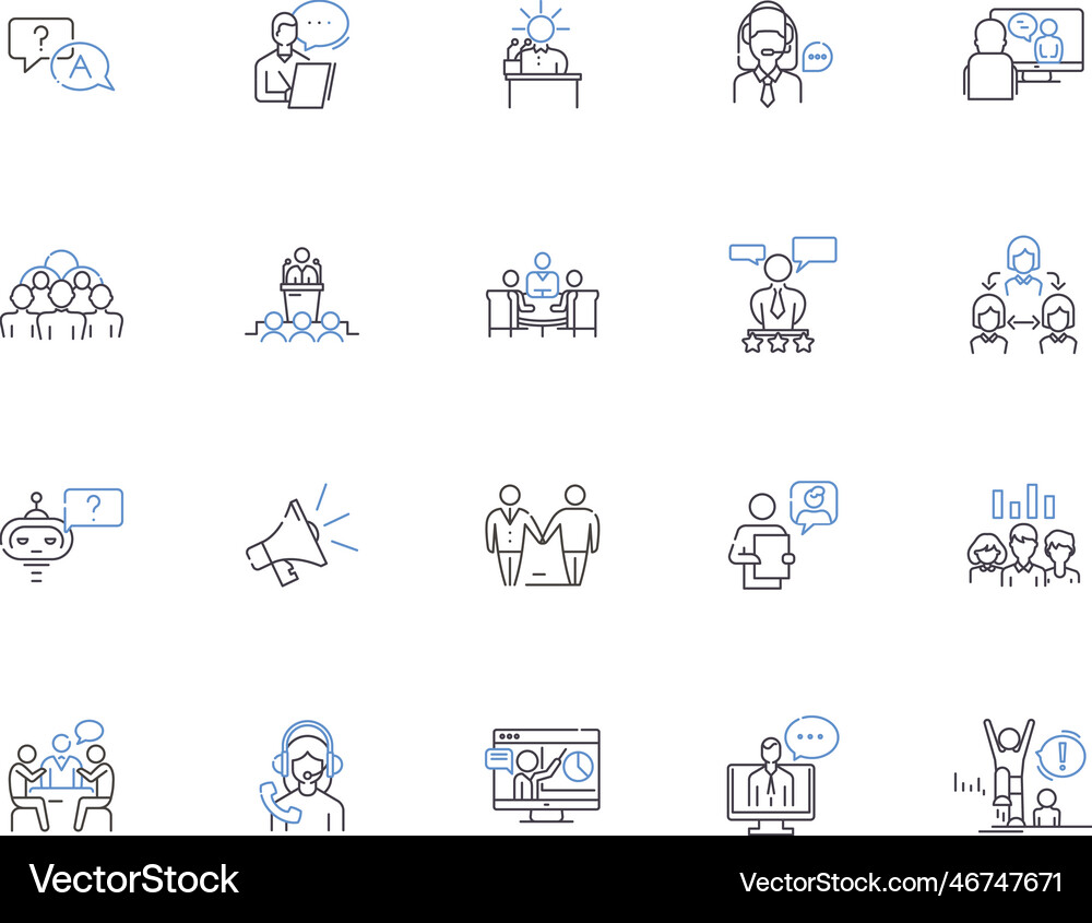 Talking people outline icons collection Royalty Free Vector