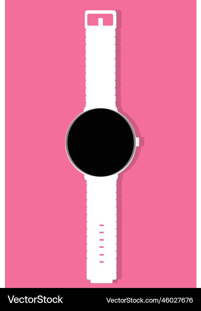 A white smart watch on the pink background Vector Image