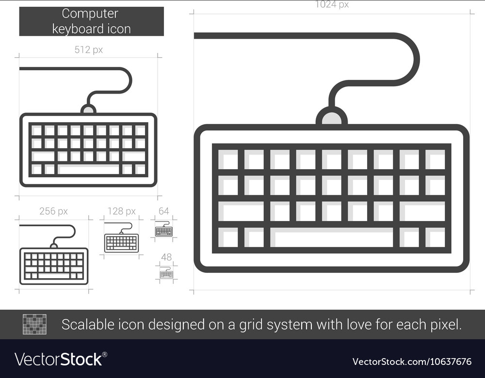 Computer Keyboard Line Icon Royalty Free Vector Image