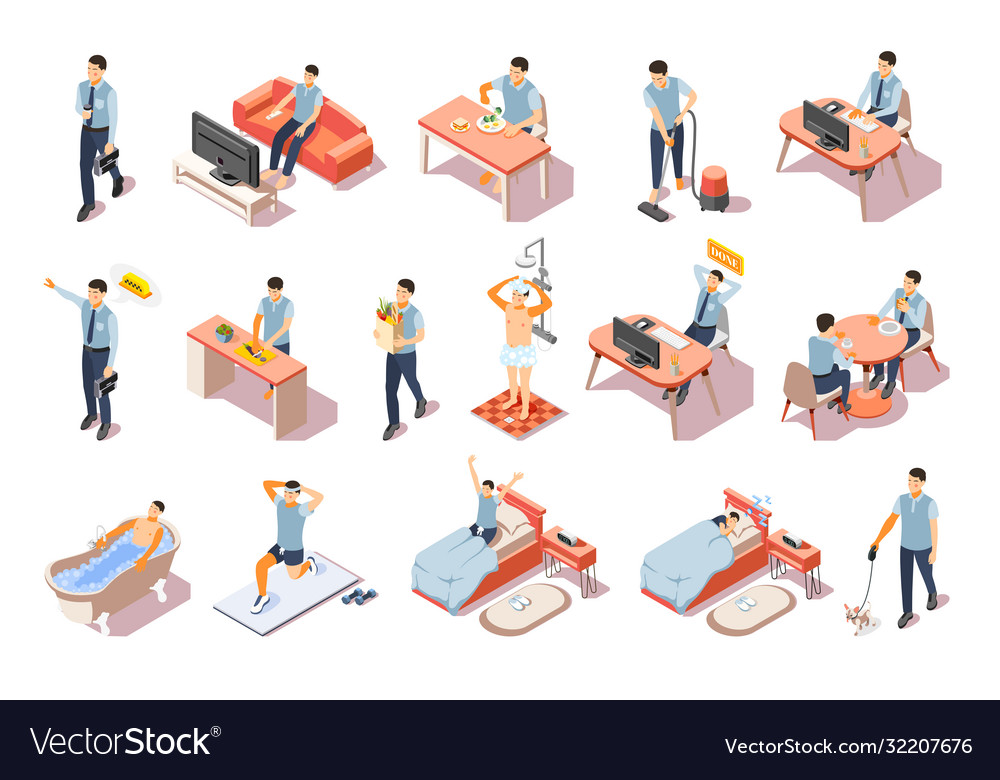Daily routine icons set Royalty Free Vector Image Daily routine icons set Royalty Free Vector Image