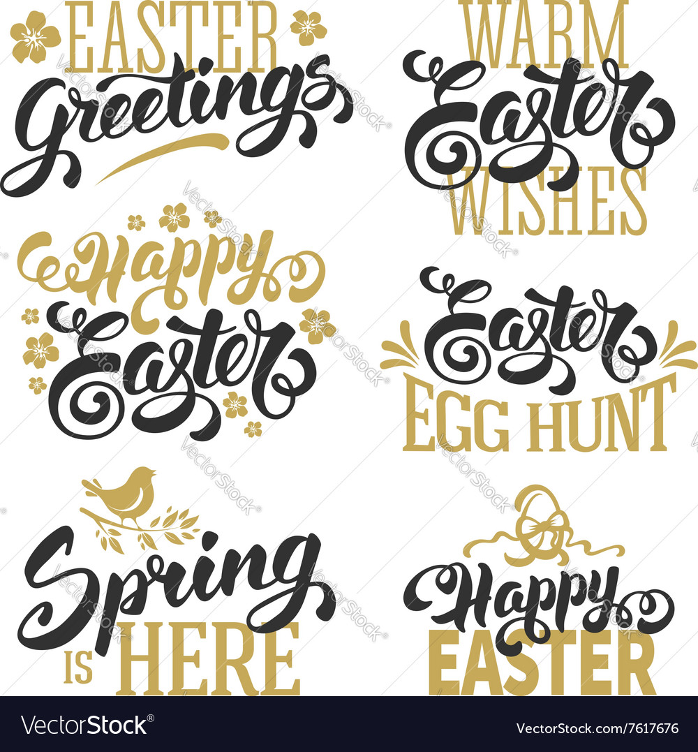 Easter calligraphy set Royalty Free Vector Image