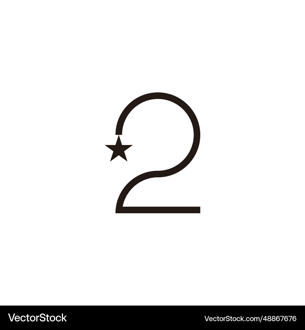 Number 2 stars geometric symbol simple logo Vector Image