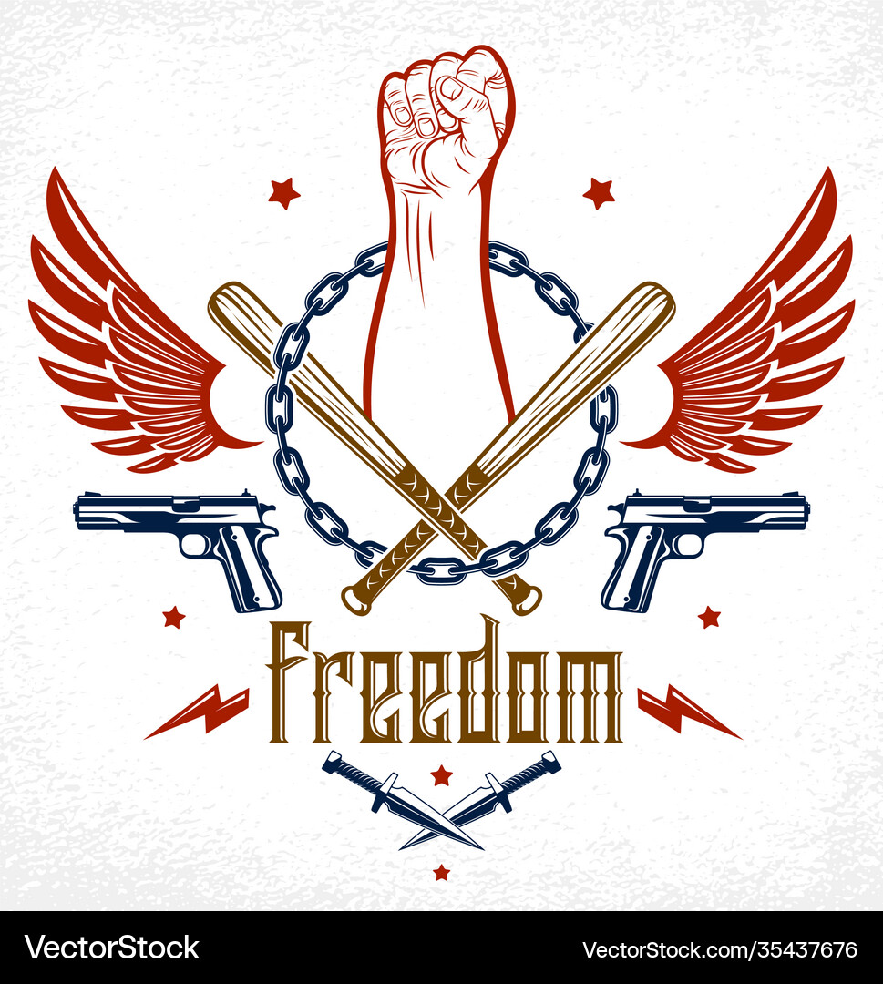 Revolution and riot aggressive emblem or logo Vector Image