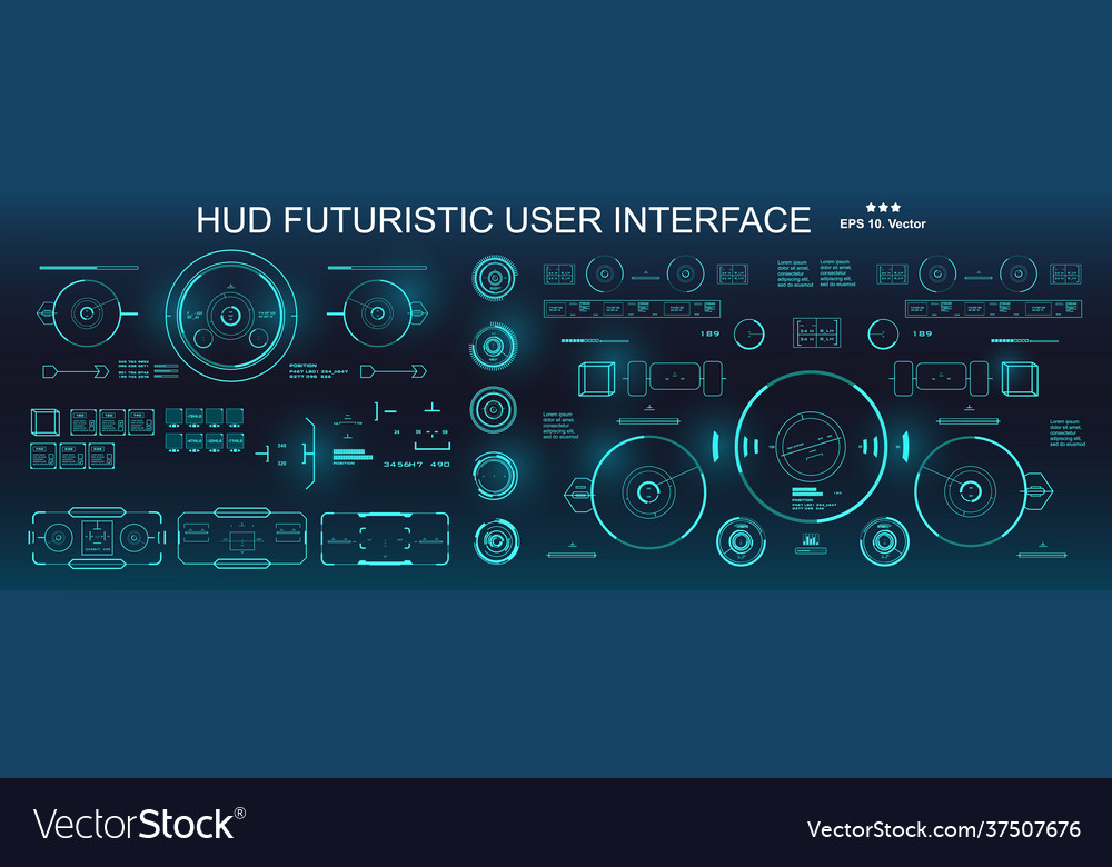 Sci-fi futuristic blue hud dashboard display Vector Image