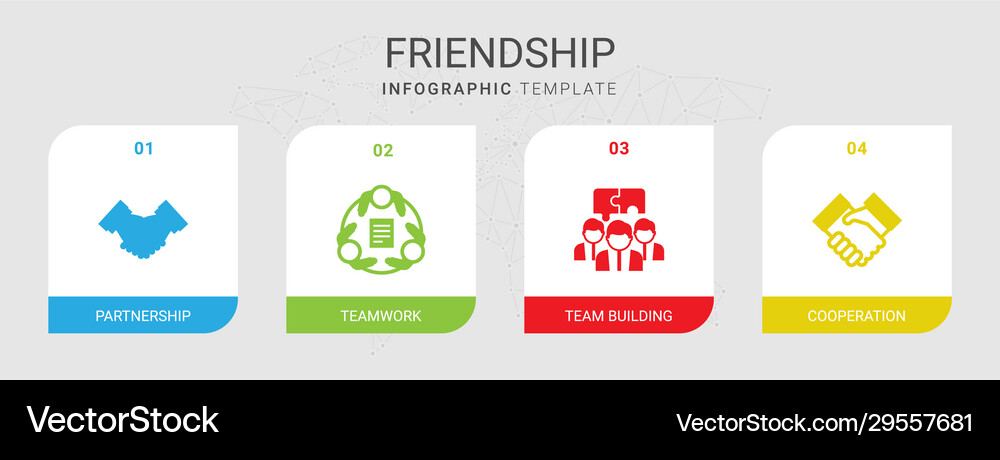 4 friendship filled icons set isolated Royalty Free Vector