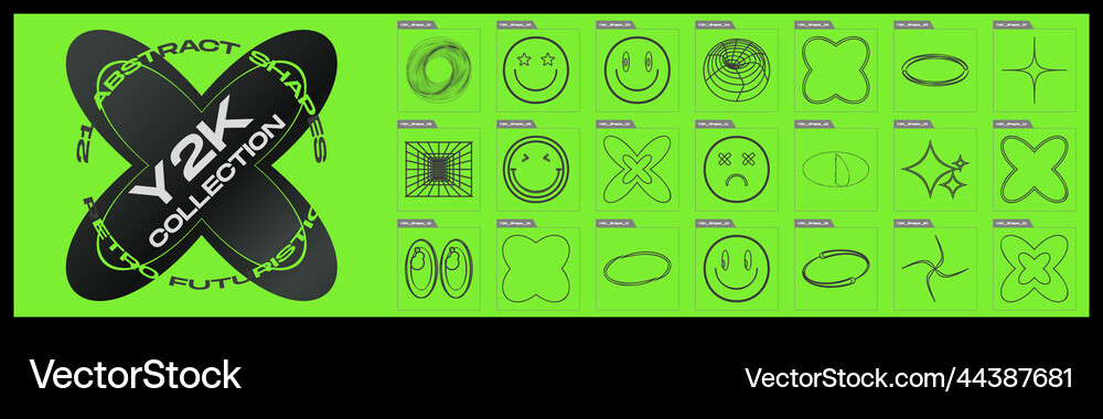Collection of y2k elements minimalist geometric Vector Image