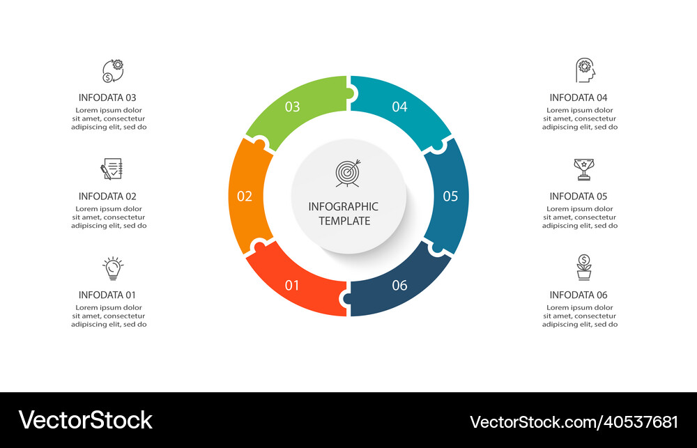Diagram concept for infographic with 6 steps Vector Image