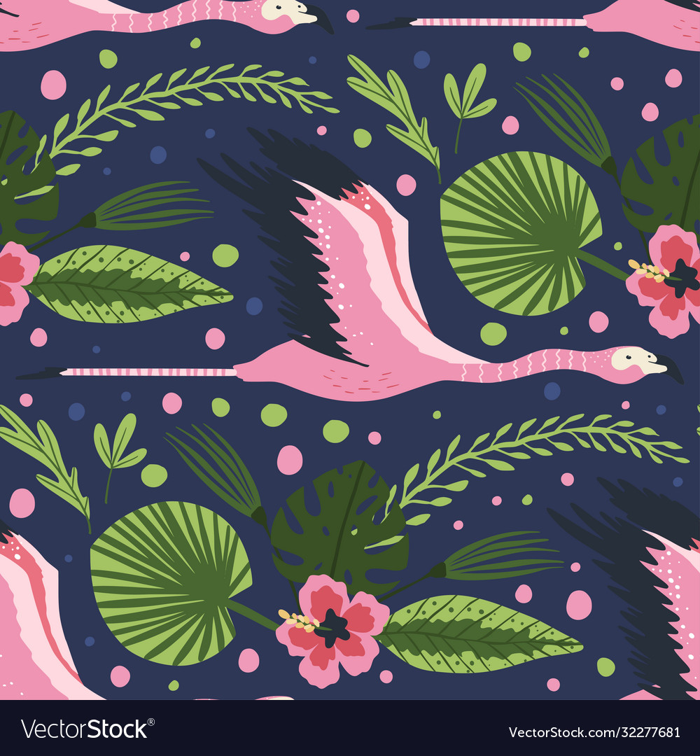 Flamingo bird seamless pattern Royalty Free Vector Image