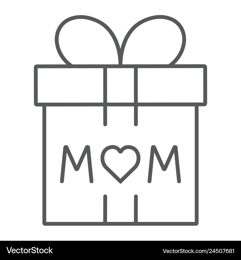 Gift for mom thin line icon present and holiday Vector Image