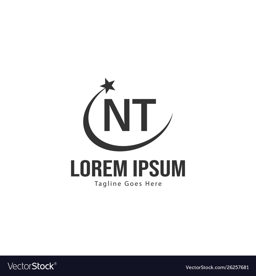 Initial nt logo template with modern frame Vector Image