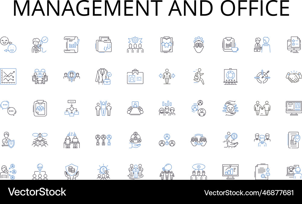 Management and office line icons collection Vector Image