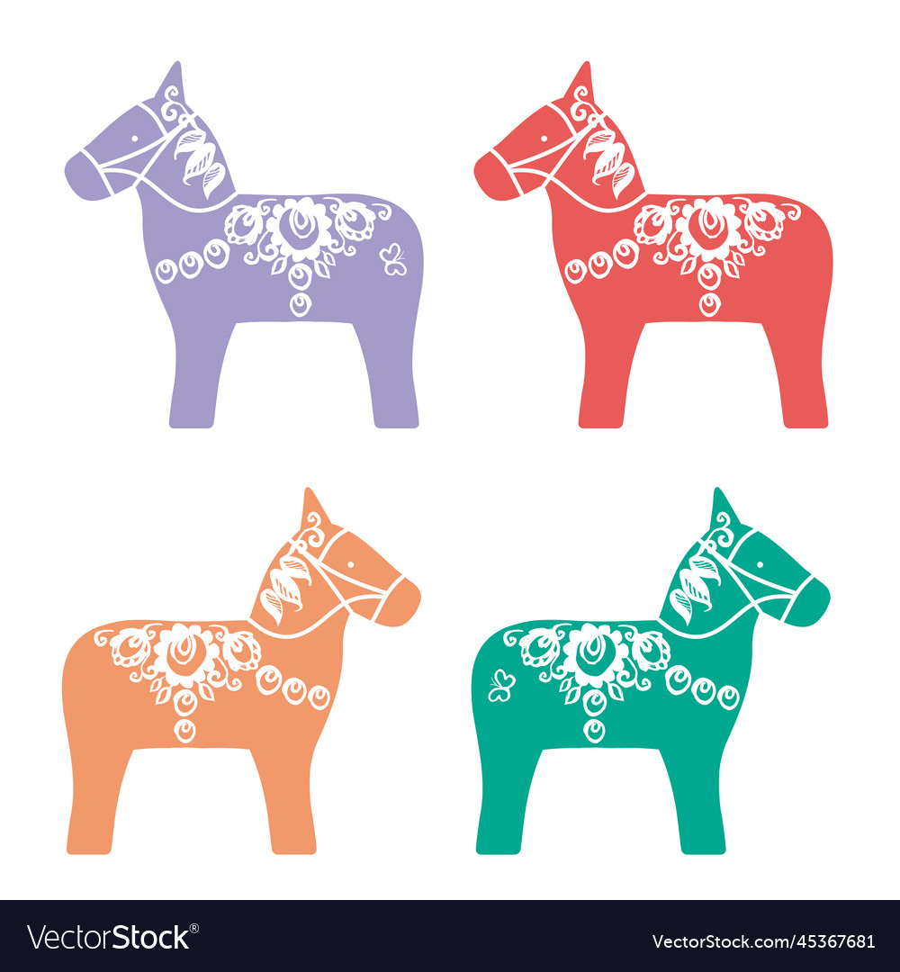 Red pink orange green lilac color dalecarlian Vector Image