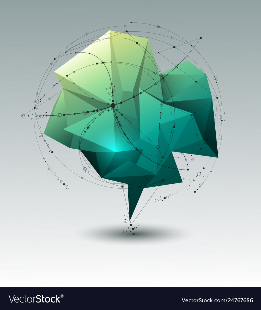 3d geometric polygon with molecule structure Vector Image