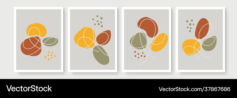 Abstract modern botanical boho poster collection Vector Image