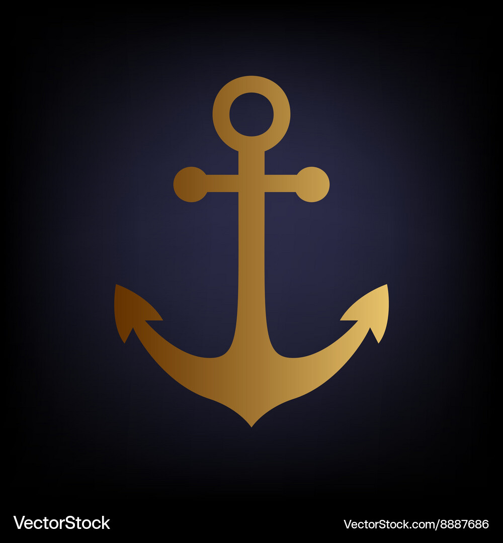 Anchor sign Golden style icon Royalty Free Vector Image