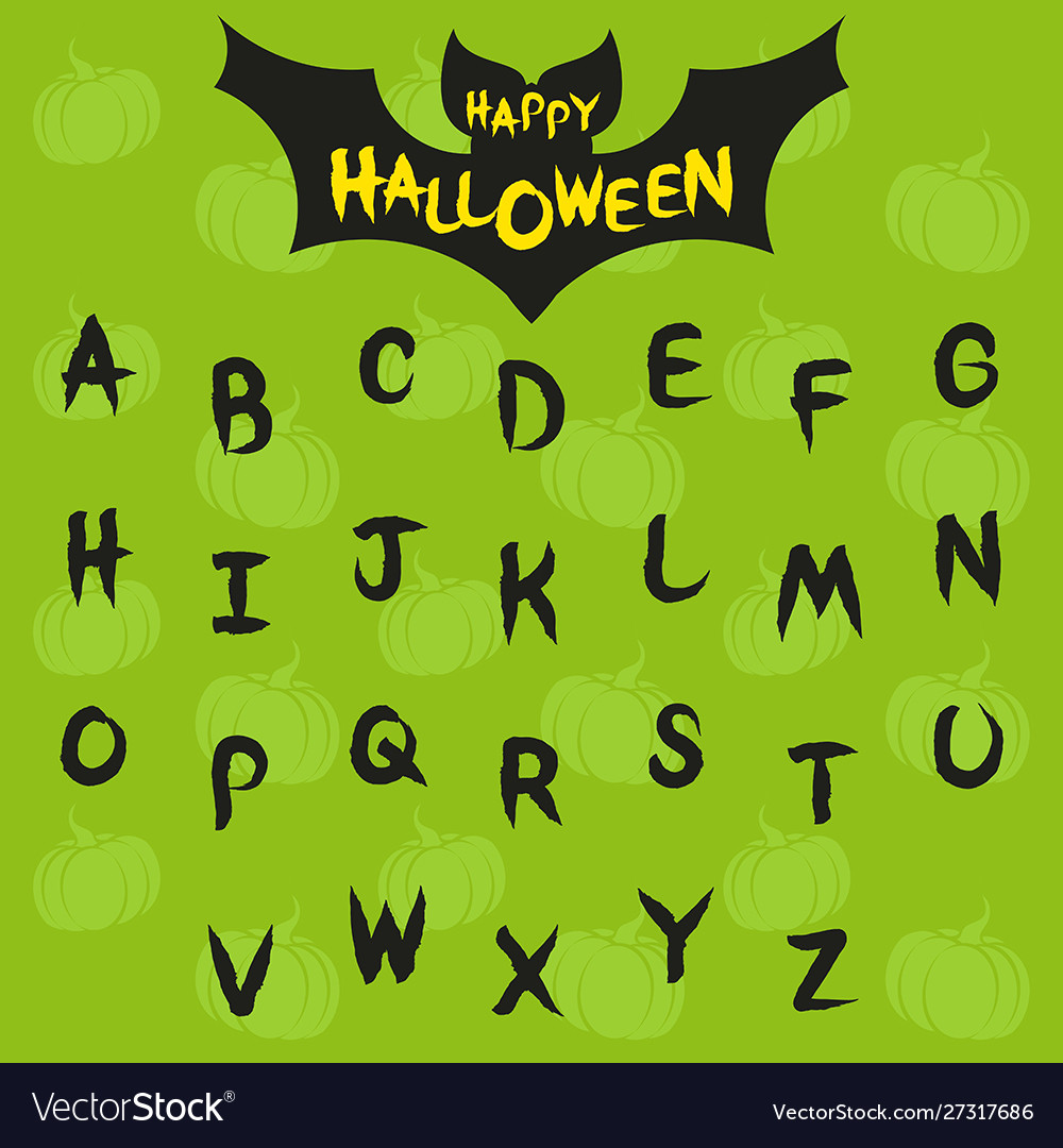 Cartoon halloween alphabet font Royalty Free Vector Image
