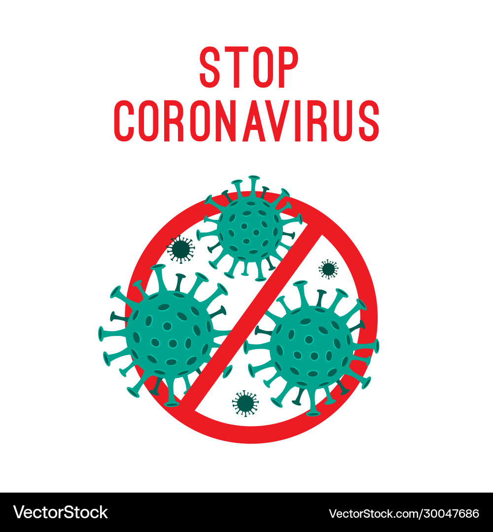 Coronavirus icon with red prohibit stop sign Vector Image