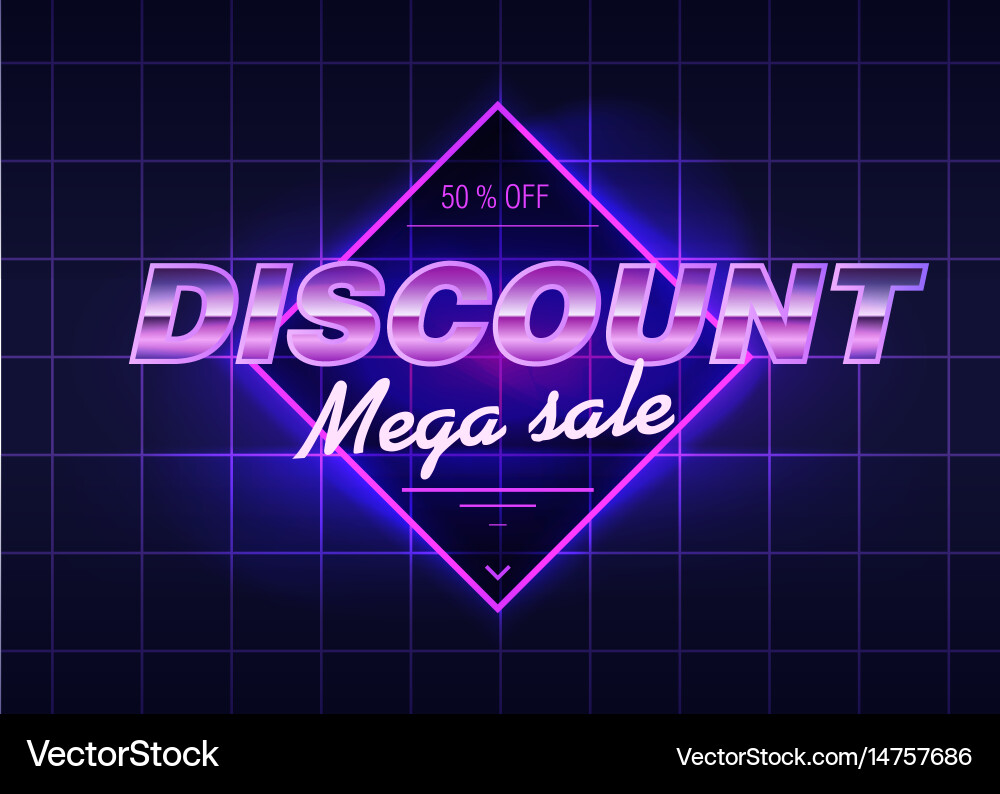 Discount poster with cool design back to 80s Vector Image
