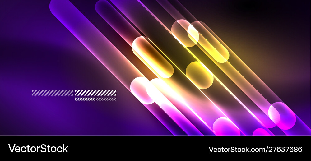 Glass neon block and lines abstract background Vector Image