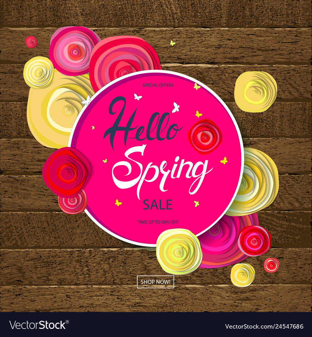 Hello spring card design Royalty Free Vector Image