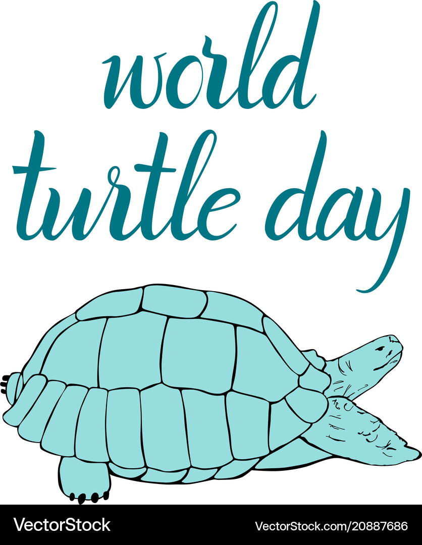Inscription world turtle day and turtle Royalty Free Vector