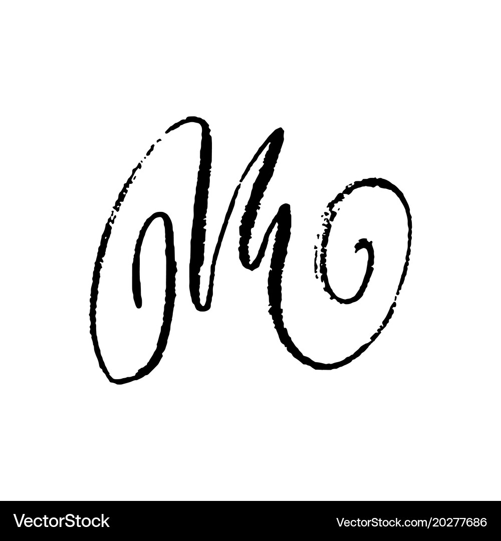 Letter m handwritten by dry brush rough strokes Vector Image