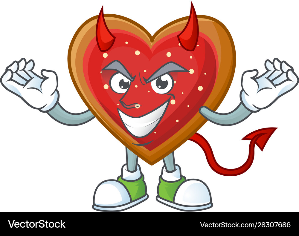Mascot cartoon love cookies on a devil gesture Vector Image