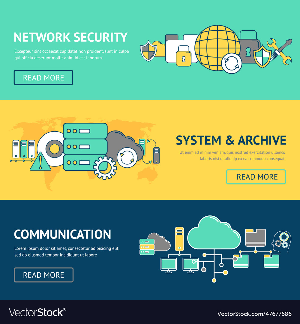Network banners set Royalty Free Vector Image - VectorStock