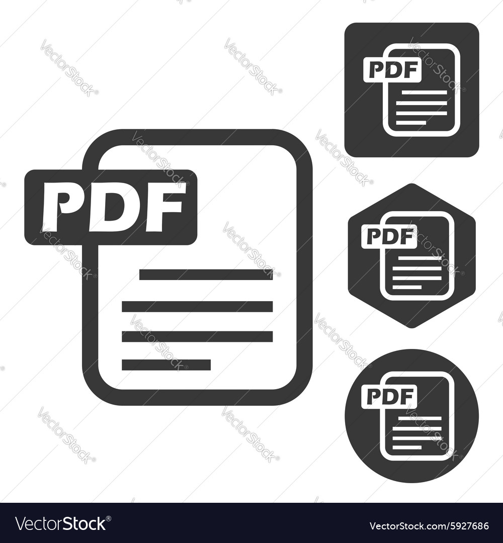 Pdf document icon set monochrome Royalty Free Vector Image