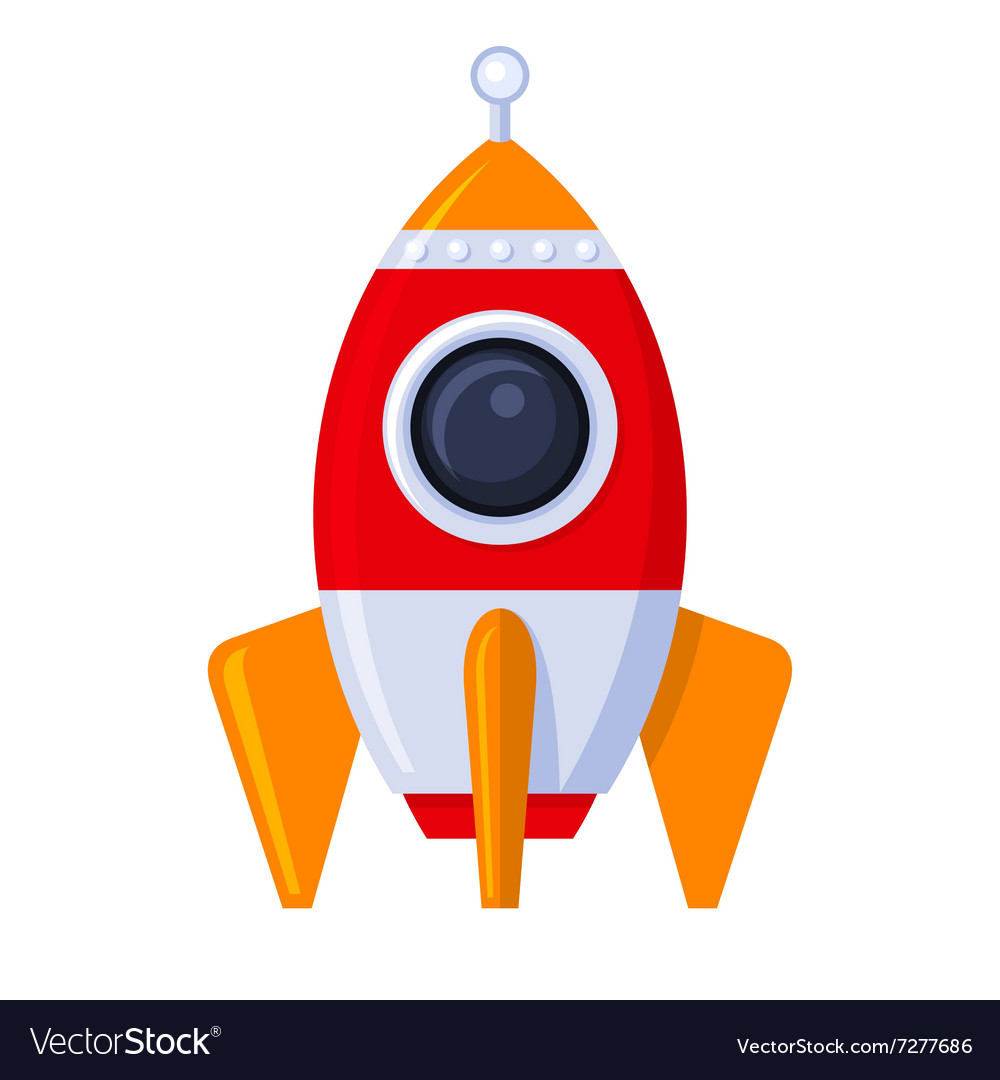 Rocket space ship in flat style Royalty Free Vector Image