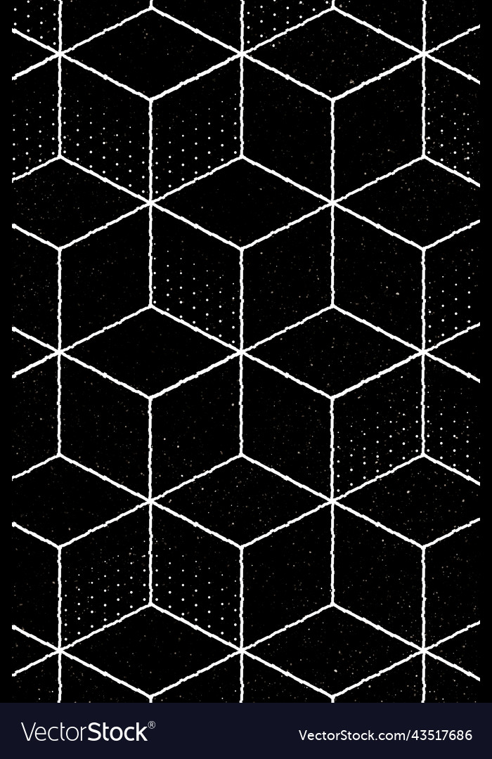 Seamless 3d geometric cubic pattern on a black Vector Image