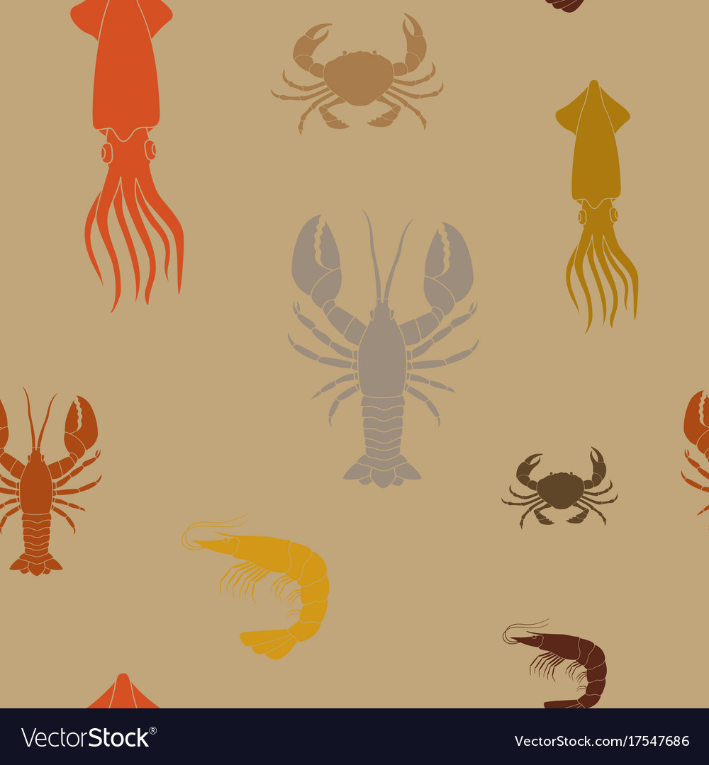 Seamless pattern with seafood Royalty Free Vector Image