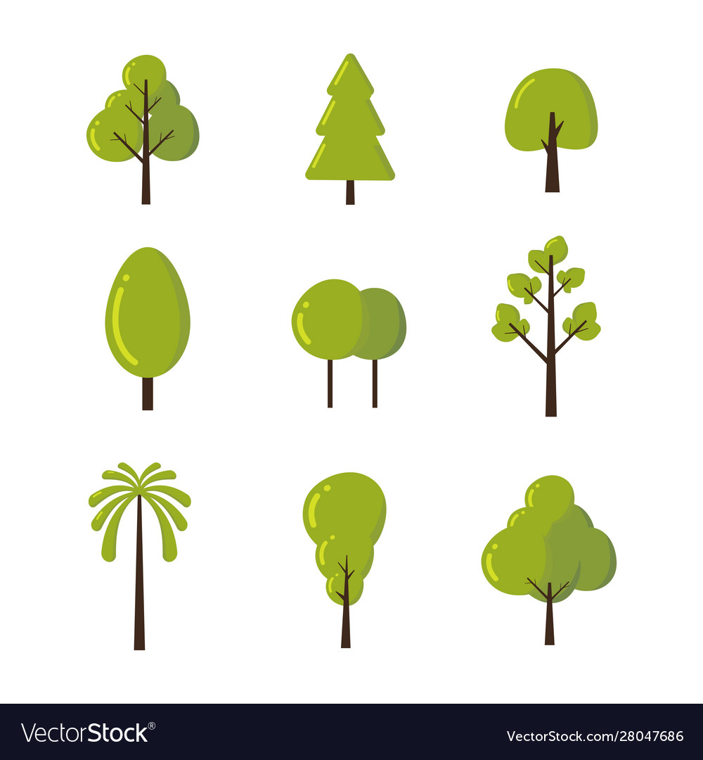 Set trees icon symbol and shapes isolated in Vector Image