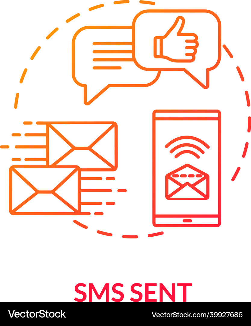 Sms sent red concept icon upload newsletter Vector Image